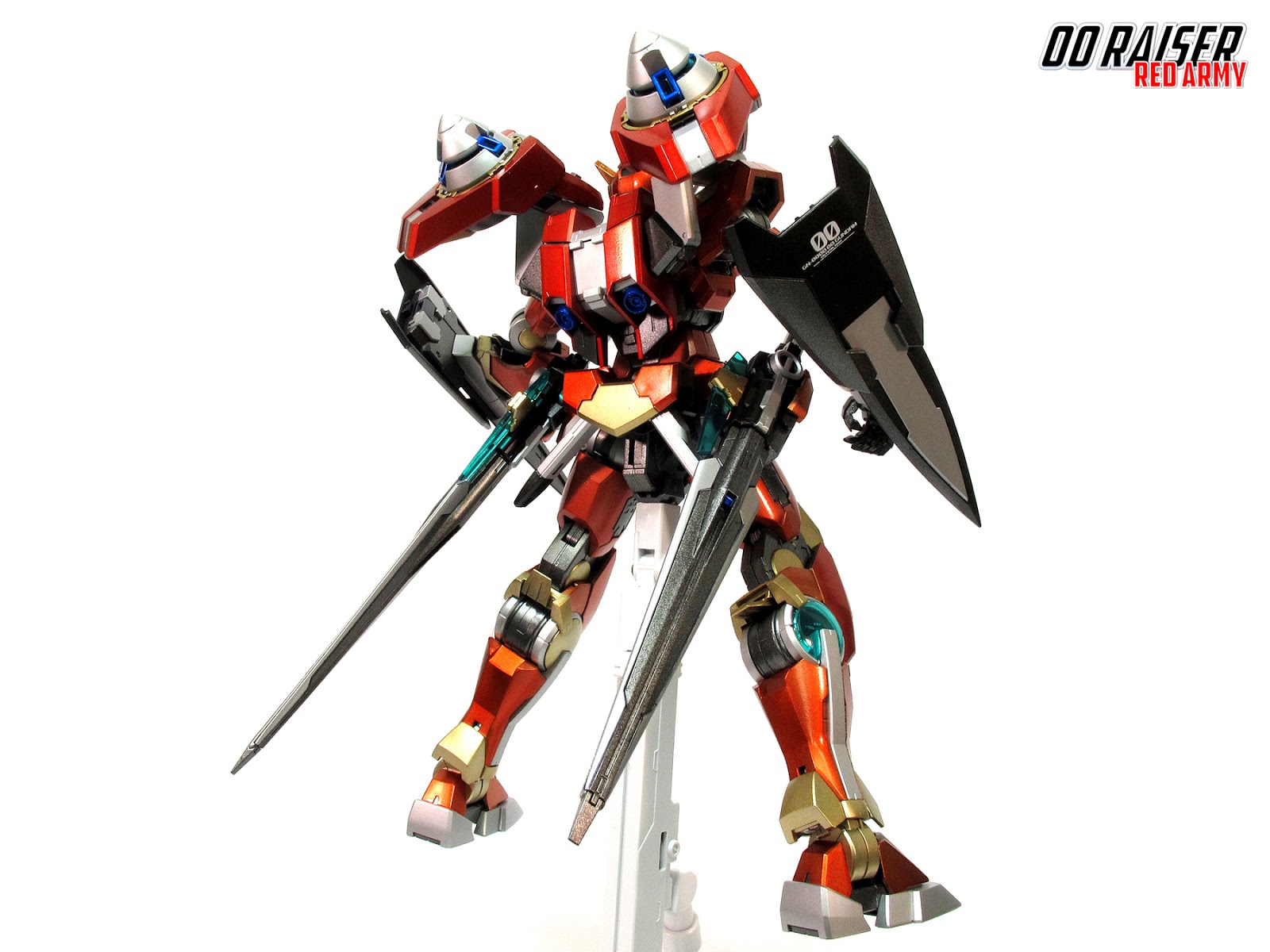 GUNDAM GUY: MG 1/100 GN-0000 + GNR-010 00 Raiser [Red Army] - Painted Build